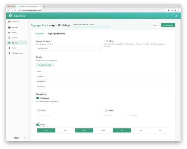 Better Digital Signage Scheduling Arrives on Ditto